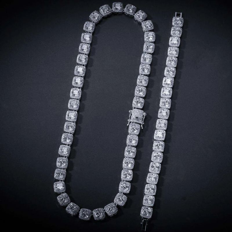 White Gold Glacier Clustered Tennis Chain – Amerikan Gold