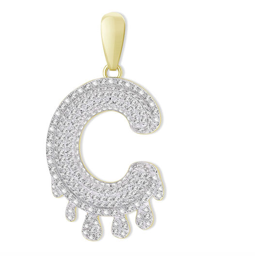 10K Yellow Gold Dripping Diamond Initial – Amerikan Gold